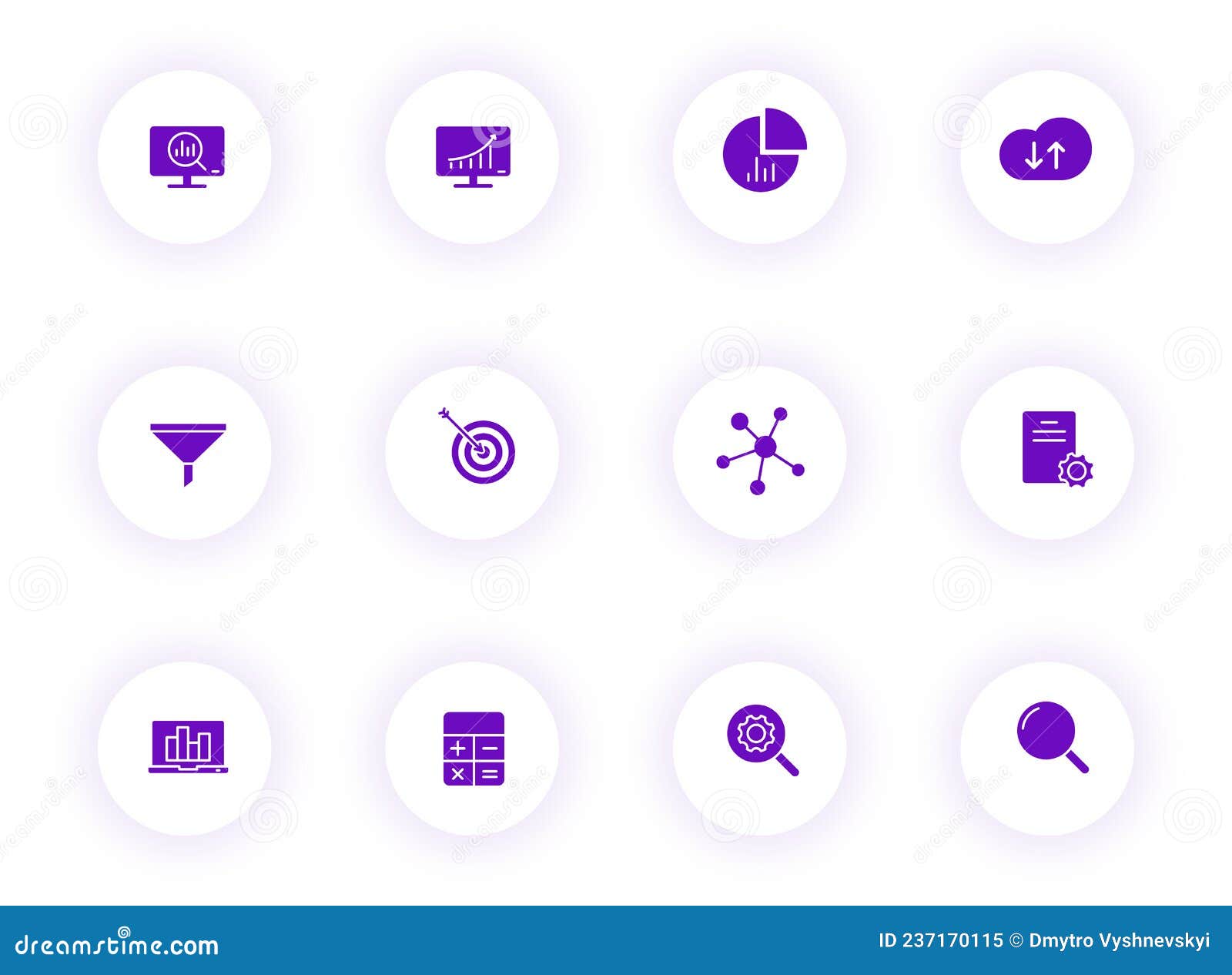 Data Analytics Purple Color Vector Icons on Buttons Stock Vector ...
