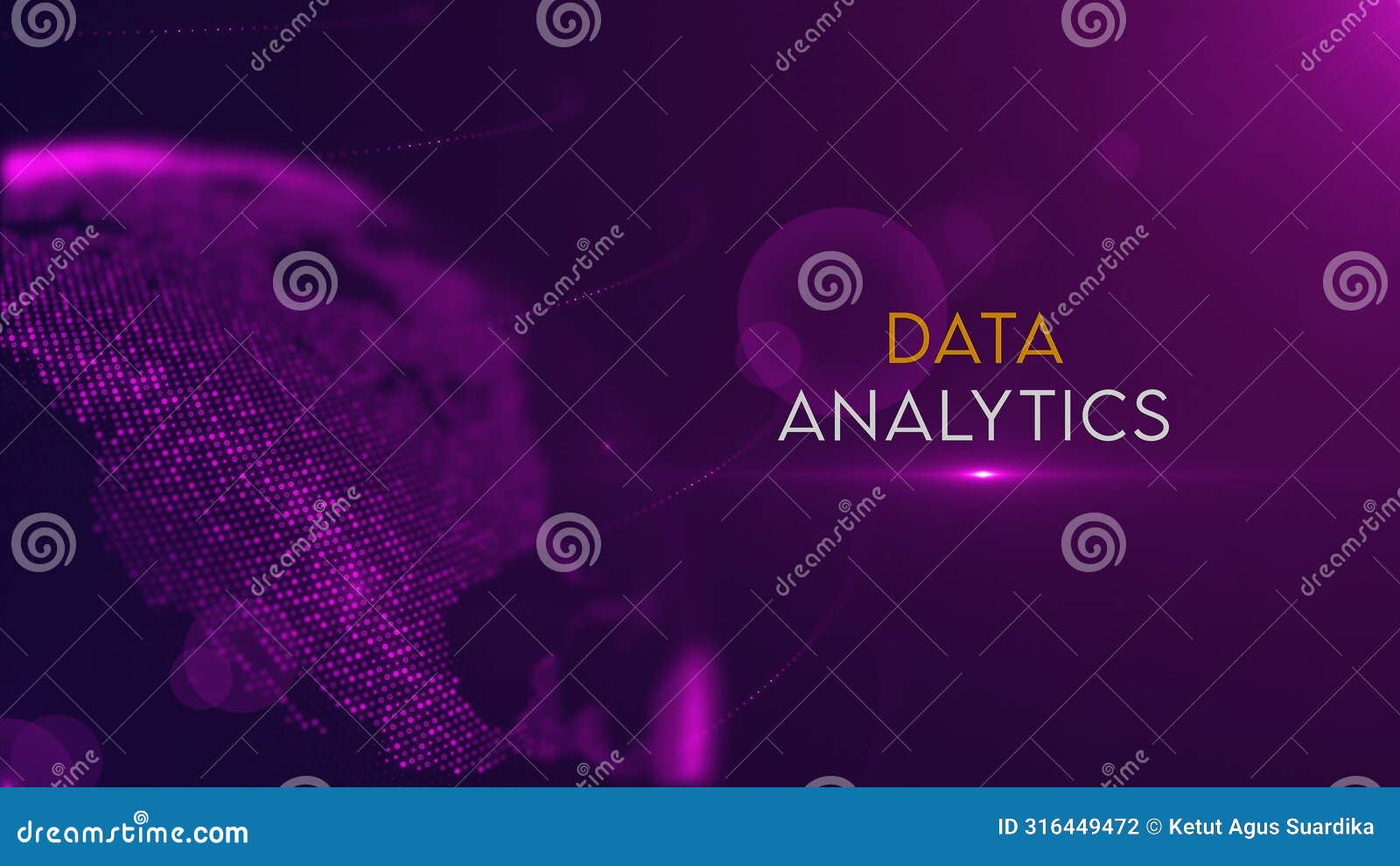 Data Analytics on Purple Shiny Partial View of Dotted Globe Earth World ...