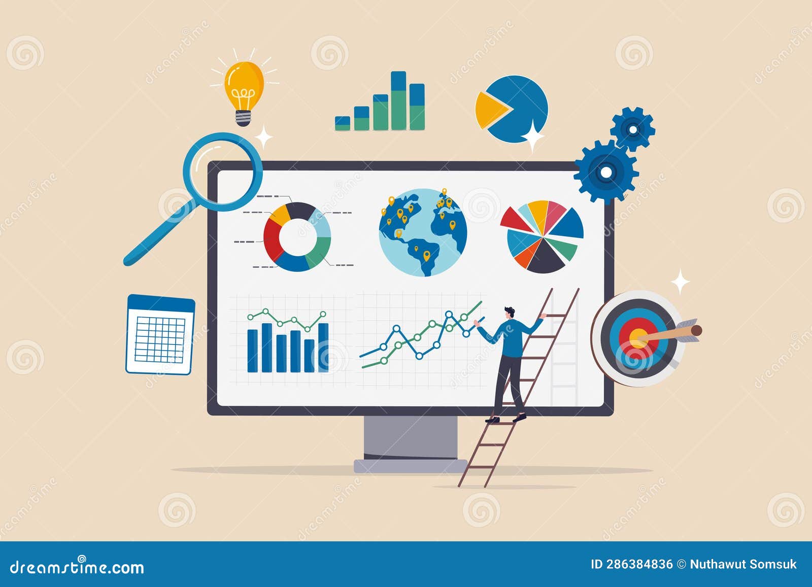 Data Analytics, Research or Analysis Graph and Chart Diagram ...