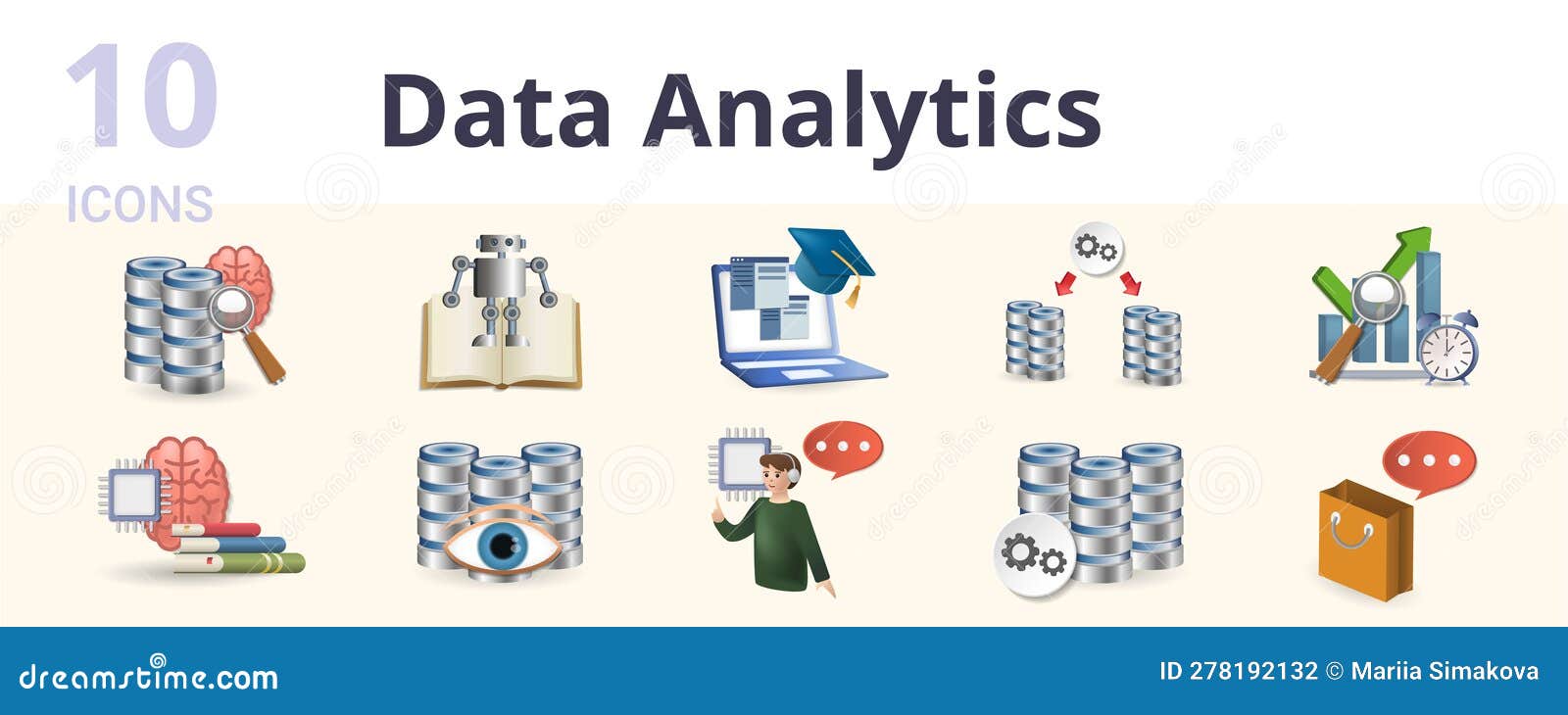 Data Analytics Set. Creative Icons: Data Mining, Machine Learning ...