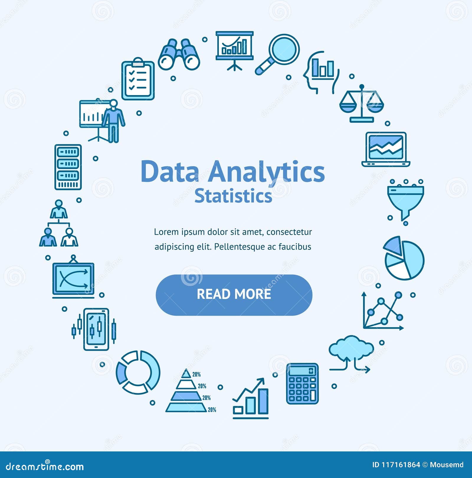 Data Analytics Statistics Round Design Template Line Icon Concept ...