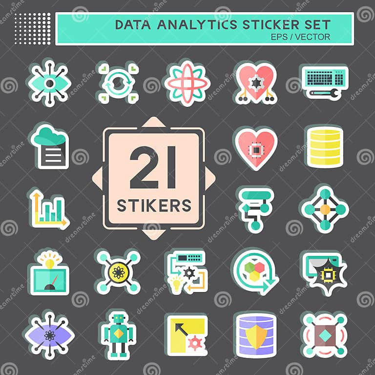 Data Analytics Sticker Set. Suitable for Data Analytics Symbol. Simple ...