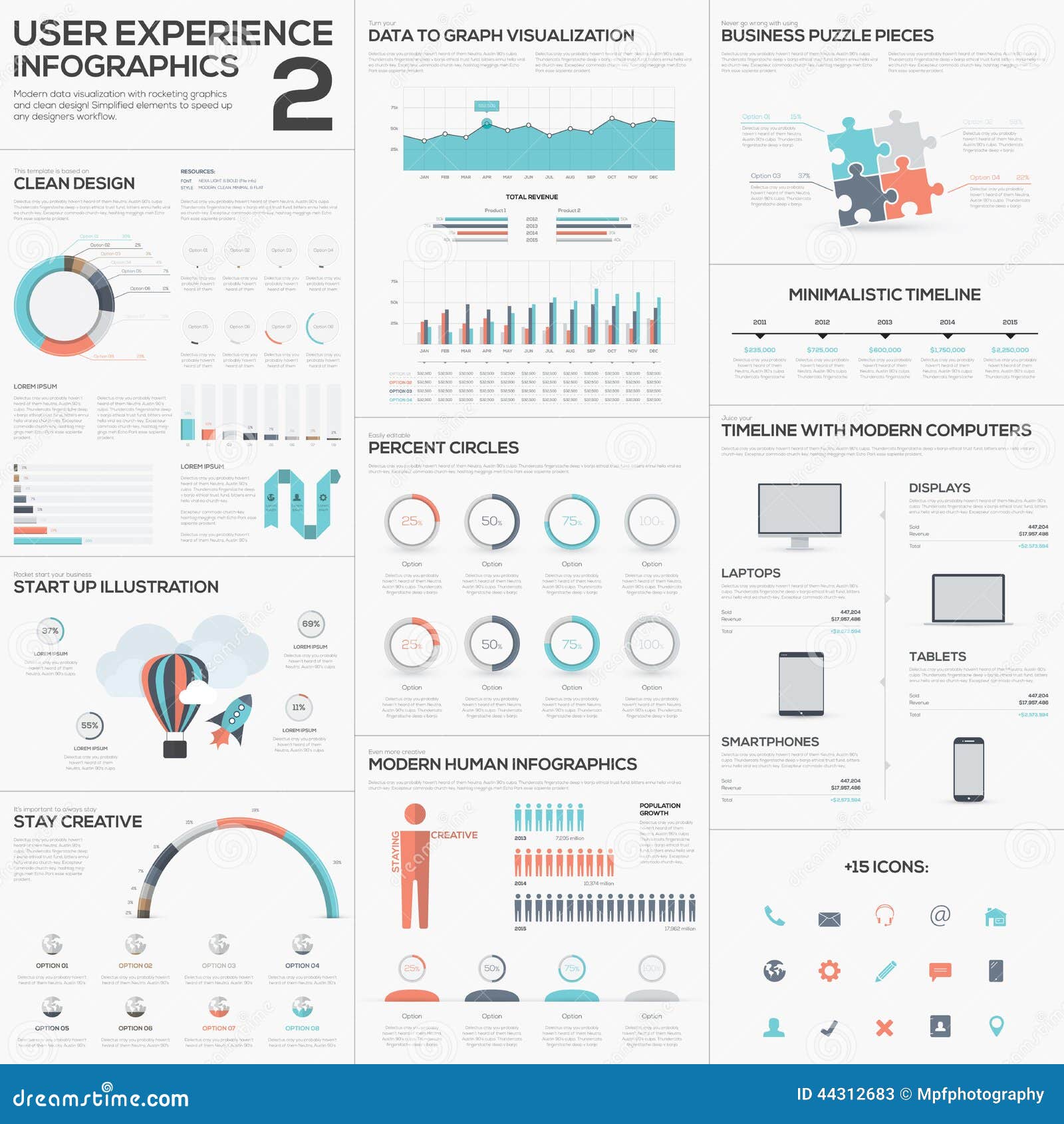 Data Analytics Vector Infographics with Clean Trendy Flat Design Stock ...