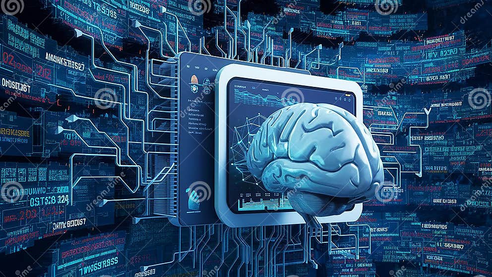 Data Analyzing Technology Computer Software Capability To Process Data Sleek Brain Structure ...