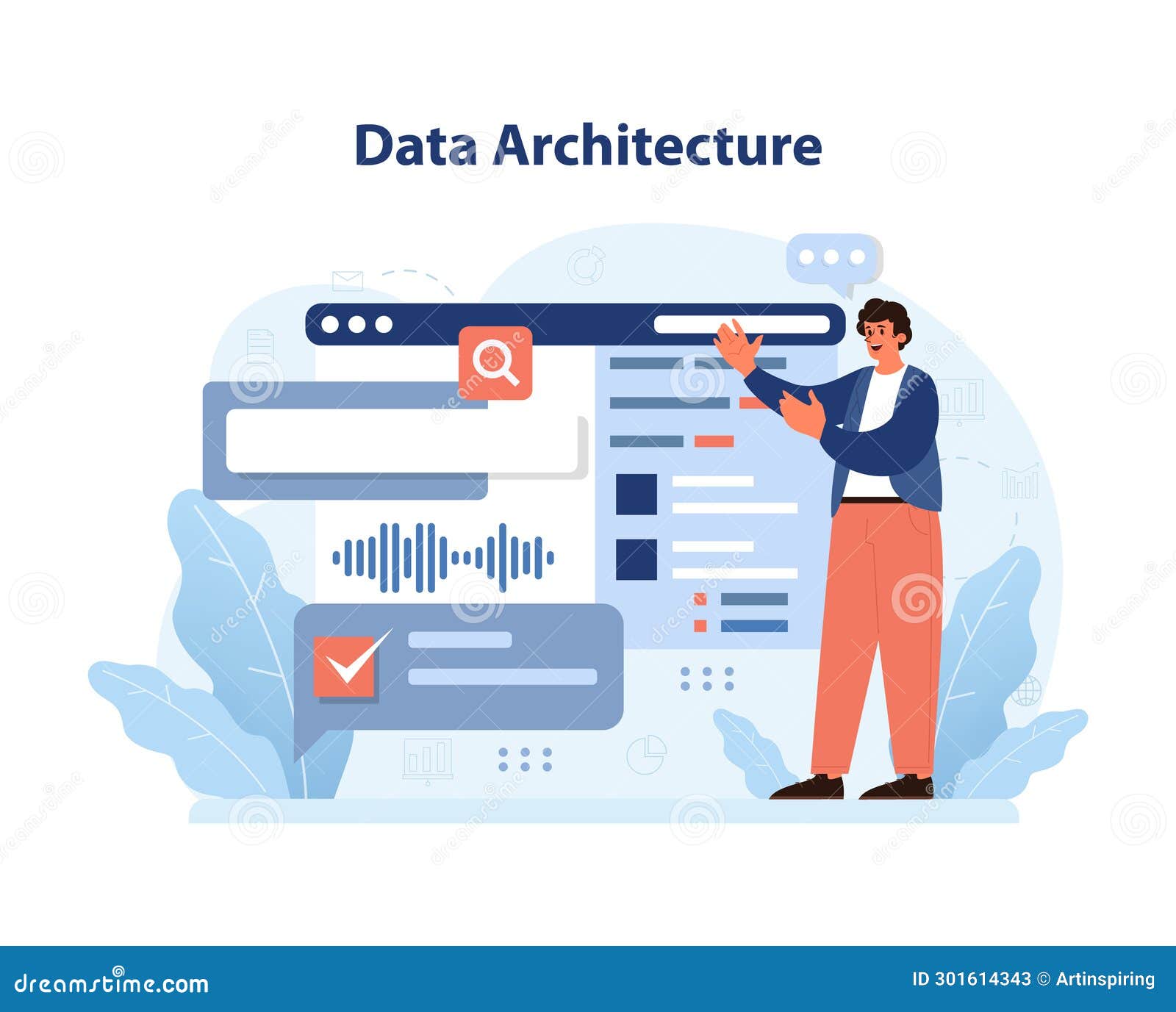 Data Architecture Concept. Flat Vector Illustration Stock Vector ...