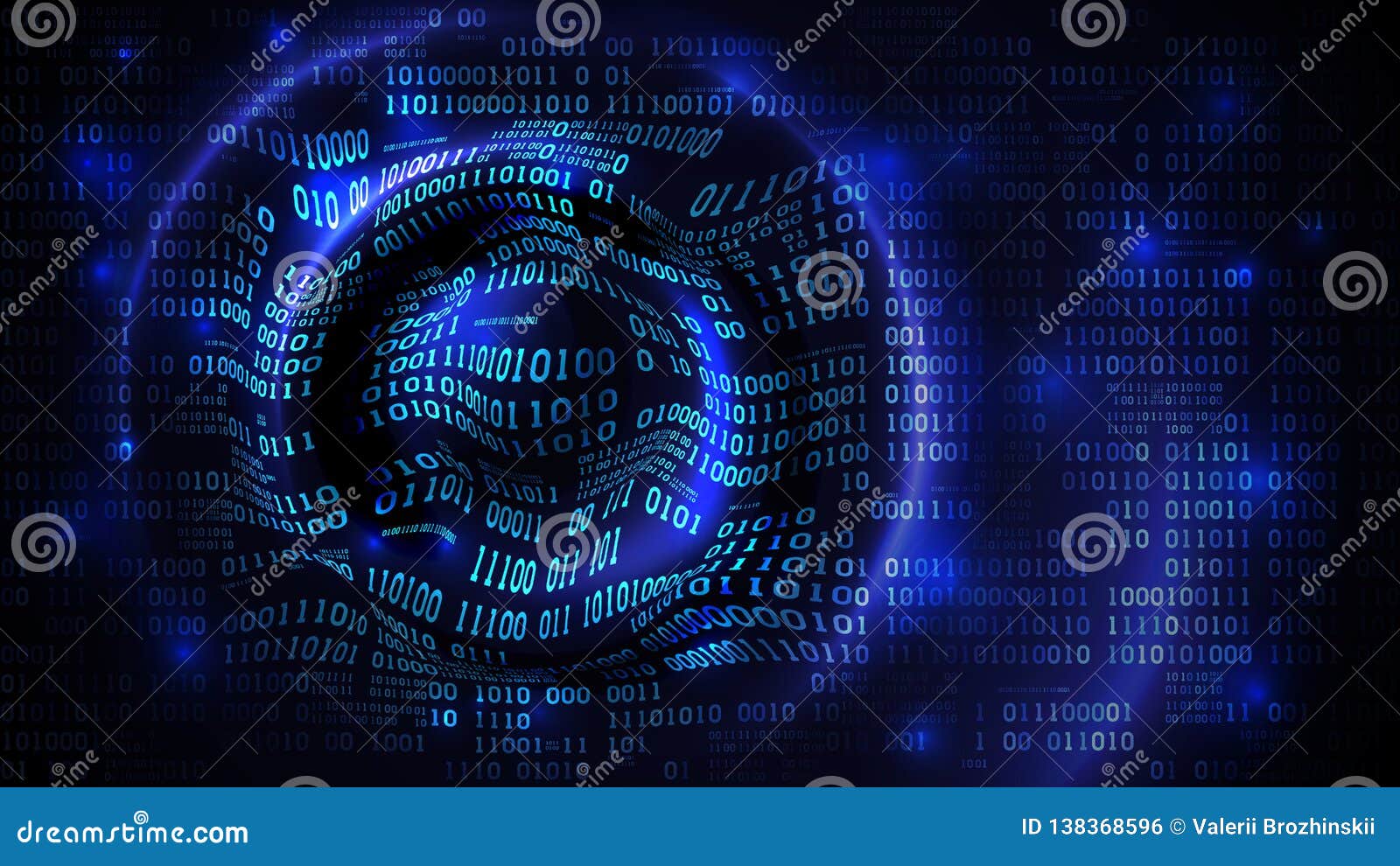 Data Array Matrix Abstract Cyberspace With Binary Code Futuristic Background With Circular