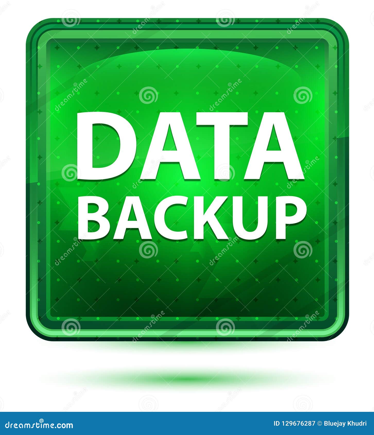 Data Backup Neon Light Green Square Button Stock Illustration ...
