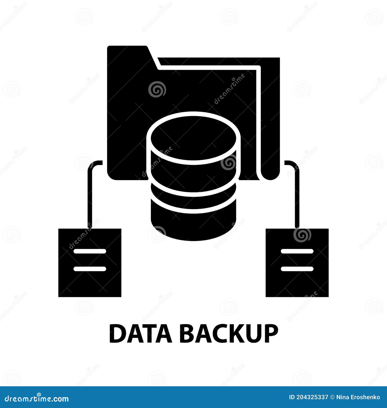 Data Backup Symbol Icon, Black Vector Sign with Editable Strokes ...