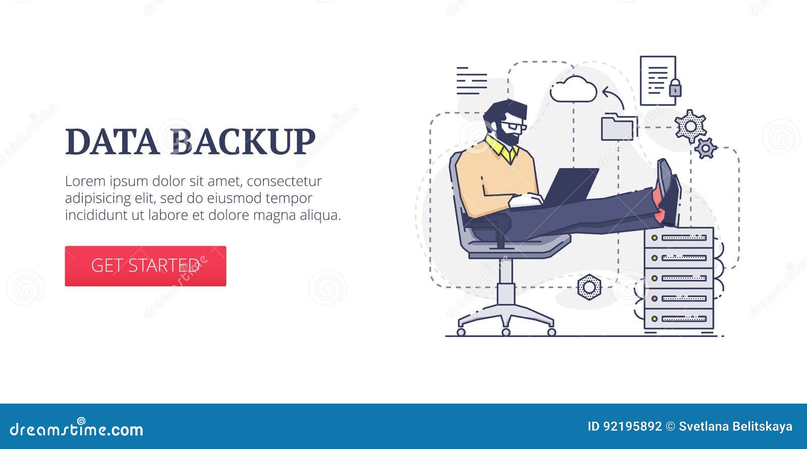 Data backup web banner stock illustration. Illustration of hosting ...