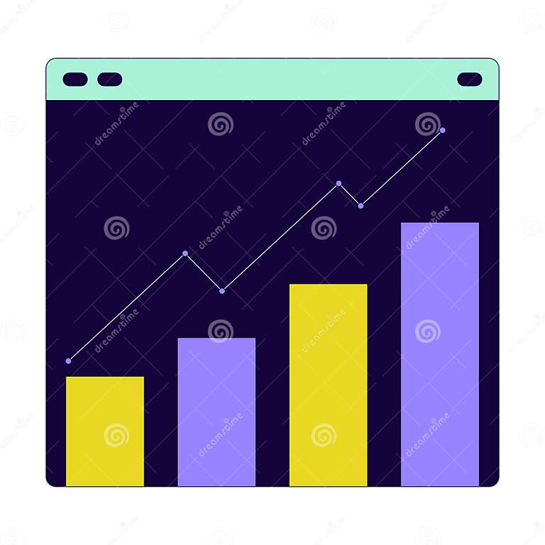 Data Bar Graph Line Webpage 2D Linear Cartoon Object Stock Vector ...