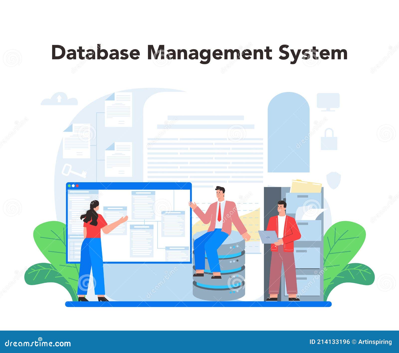 Data Base Administrator Concept. Admin or Manager Working Stock Vector ...