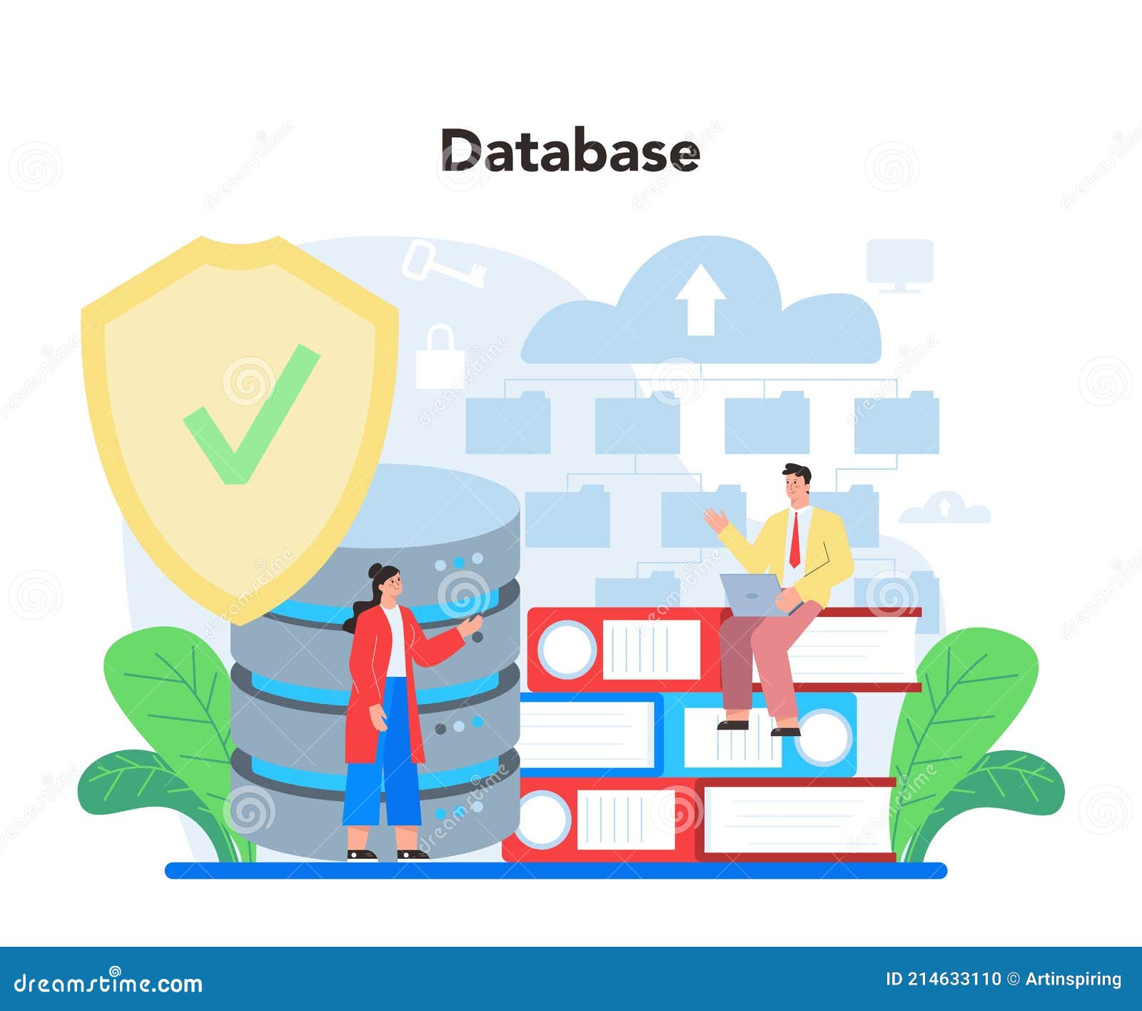 Data Base Administrator Concept. Admin or Manager Working Stock Vector ...