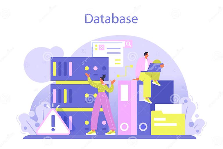 Data Base Administrator Concept. Manager Working at Data Center, Stock Vector - Illustration of ...