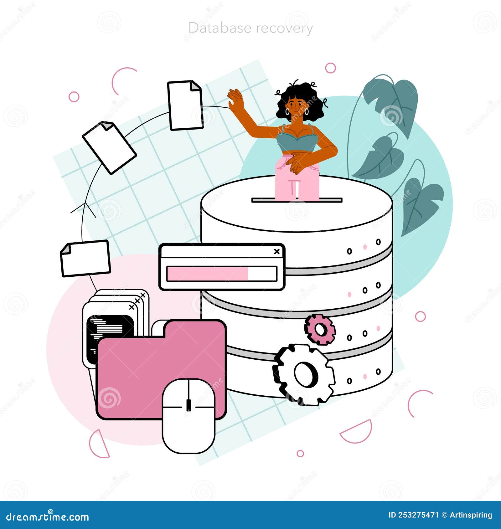 Data Base Administrator Concept. Manager Working at Data Center Stock Vector - Illustration of ...