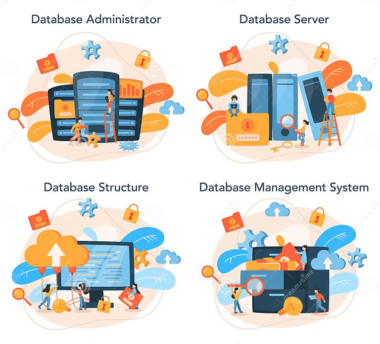 Data Base Administrator Concept Set. it Professional Specialist Stock ...