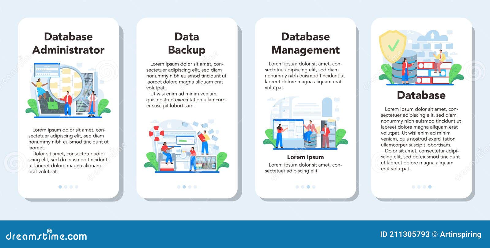 Data Base Administrator Mobile Application Banner Set. Admin or Manager ...