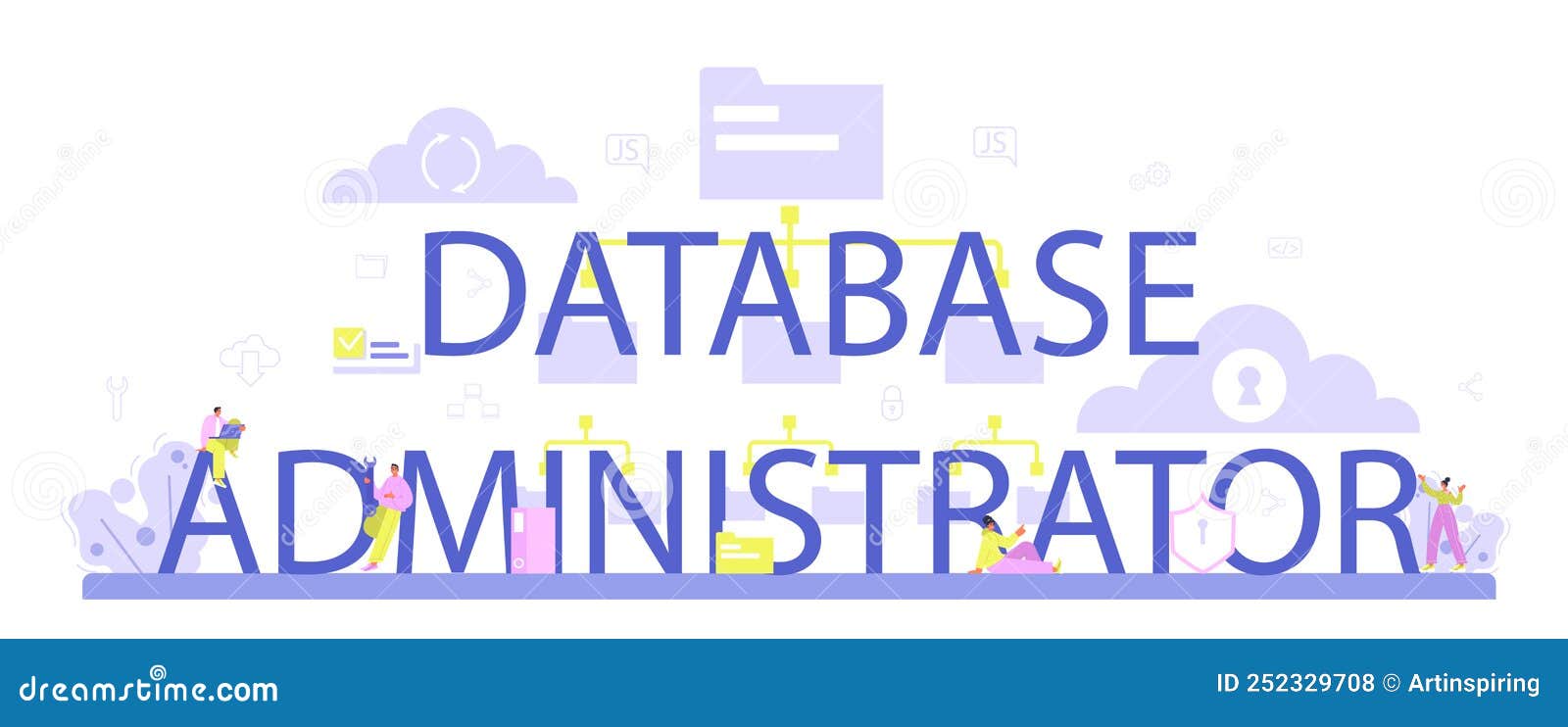 Data Base Administrator Typographic Header. Manager Working Stock ...