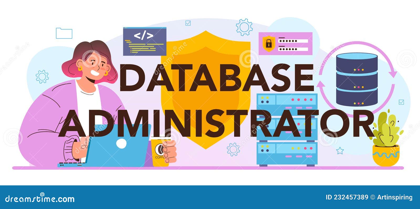 Data Base Administrator Typographic Header. Manager Working at Data ...