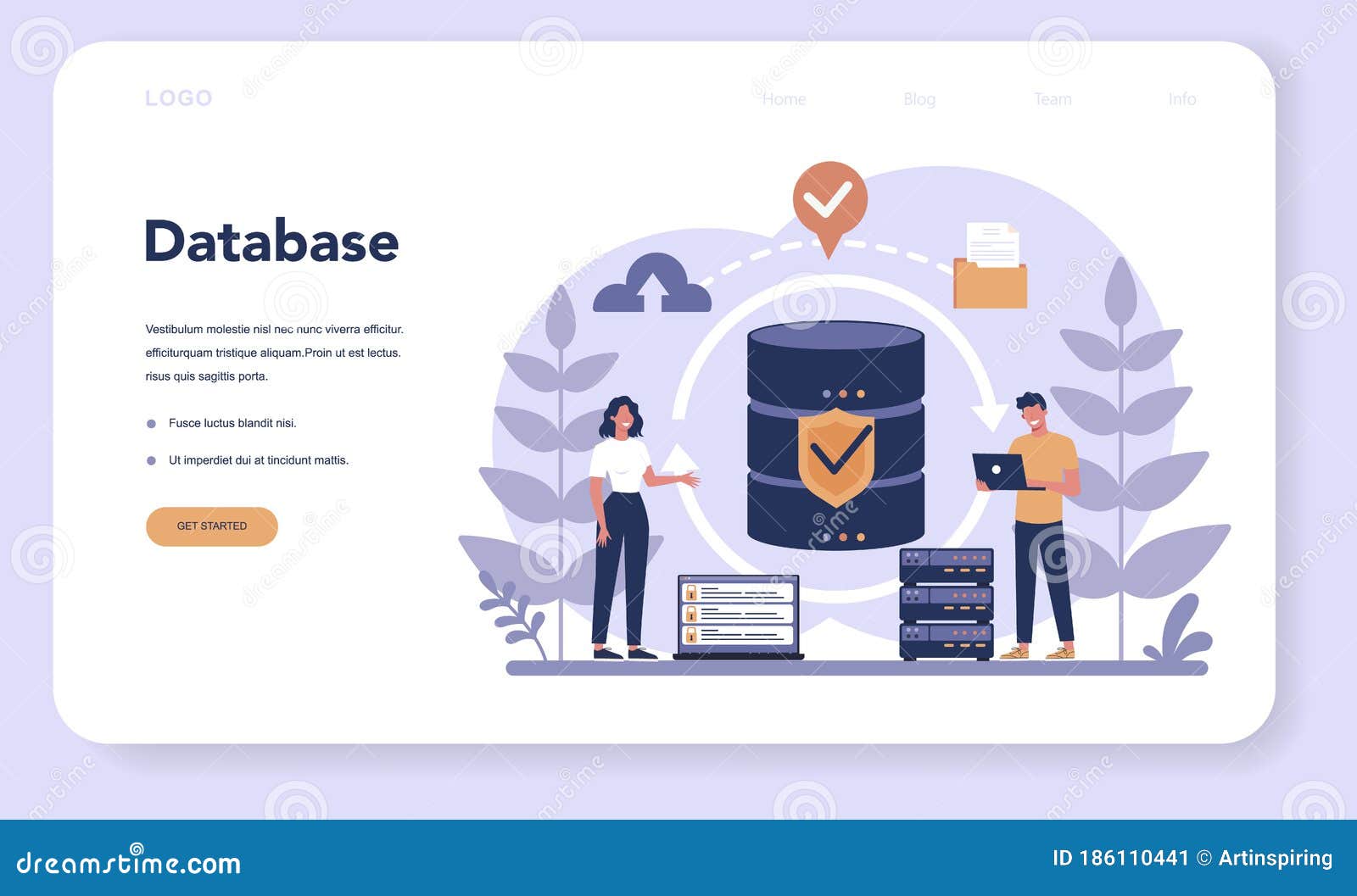 Data Base Administrator Web Banner or Landing Page. Female Stock Vector ...