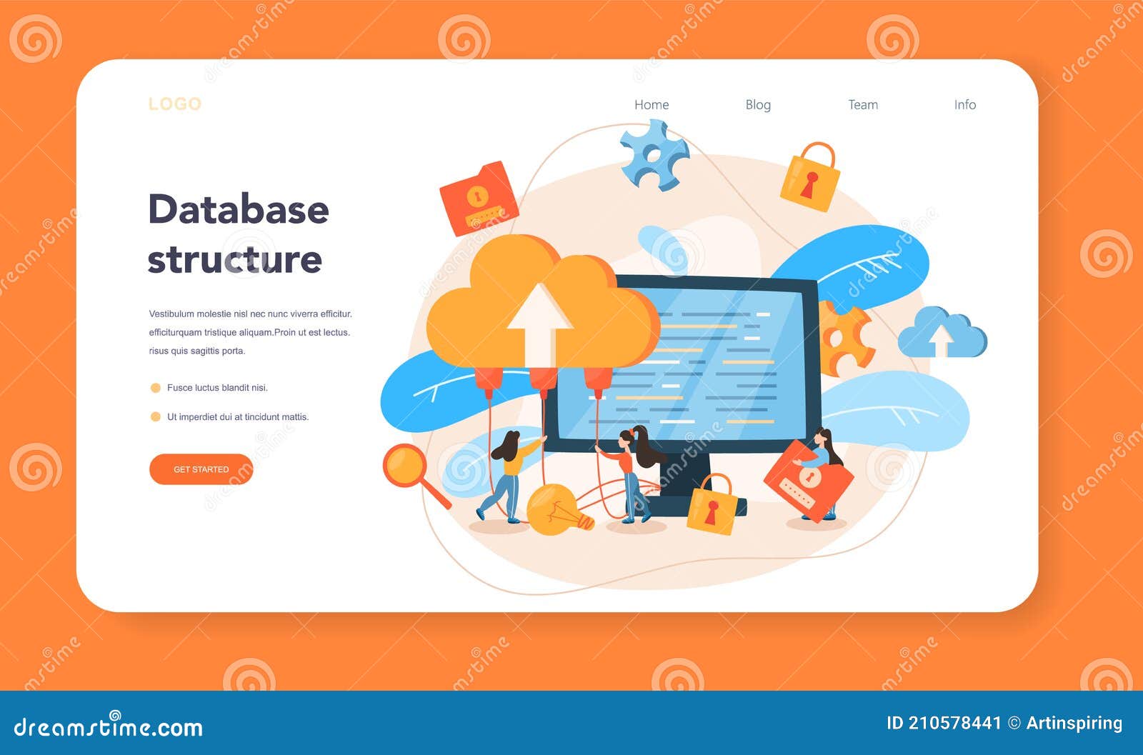 Data Base Administrator Web Banner or Landing Page. it Stock Vector ...