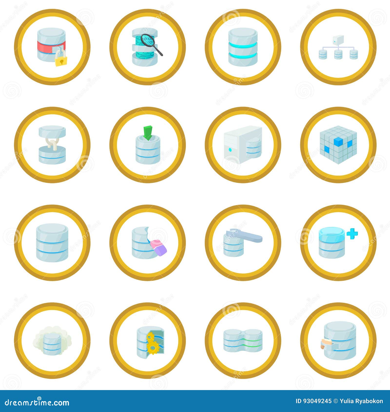 Data base icon circle stock vector. Illustration of computer - 93049245