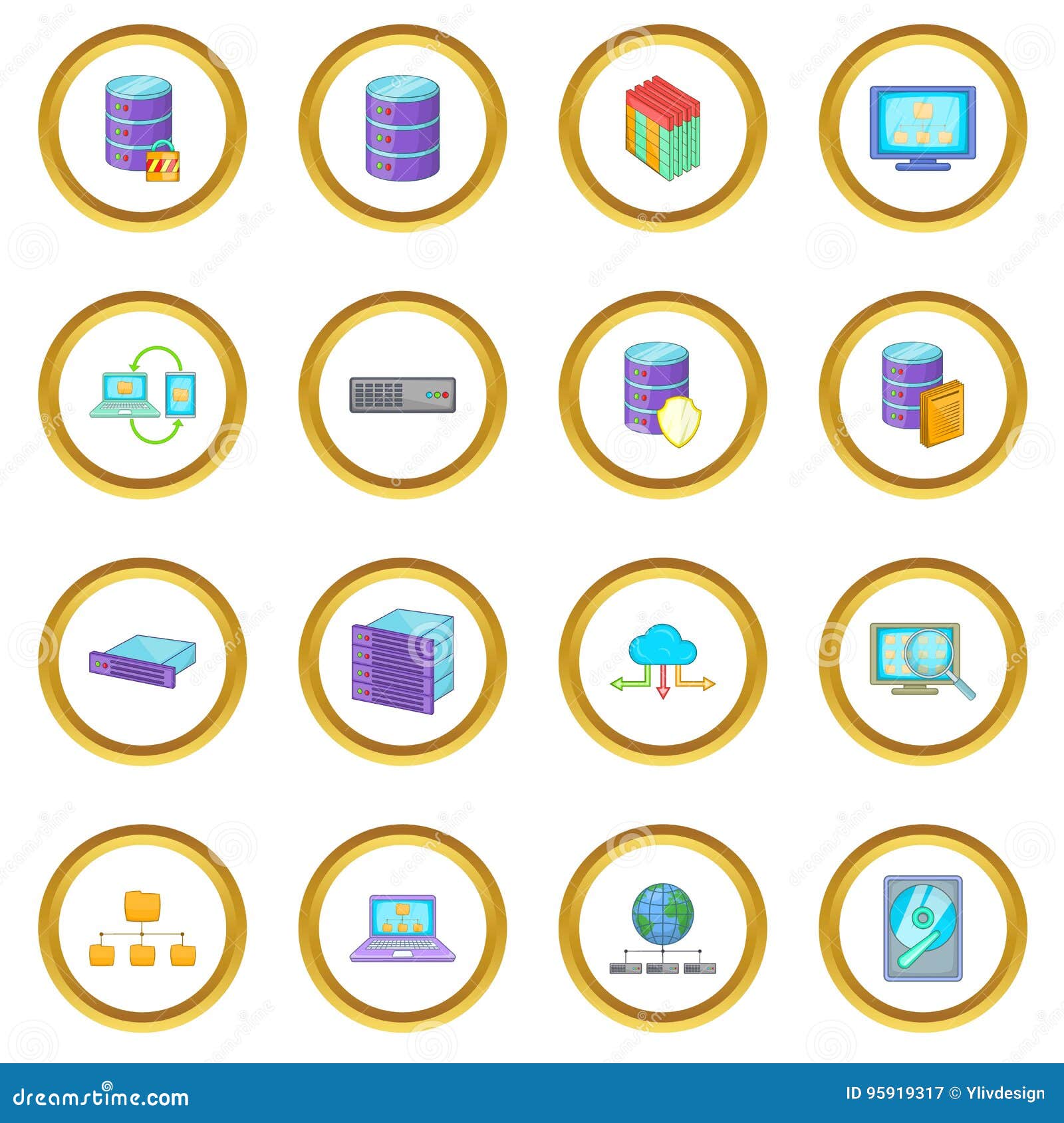 Data base icons circle stock vector. Illustration of hardware - 95919317