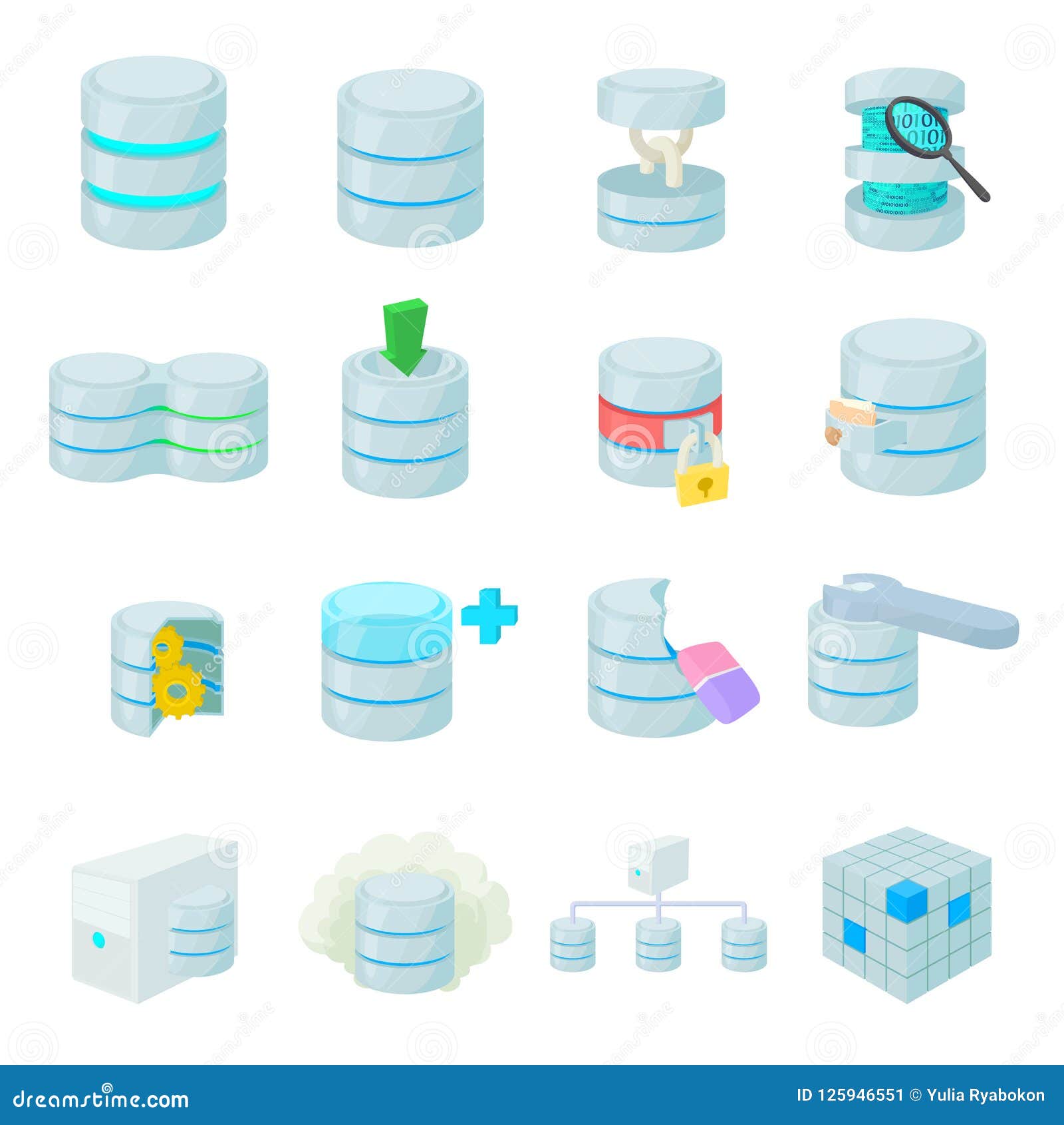 Data base icons set stock illustration. Illustration of architecture ...