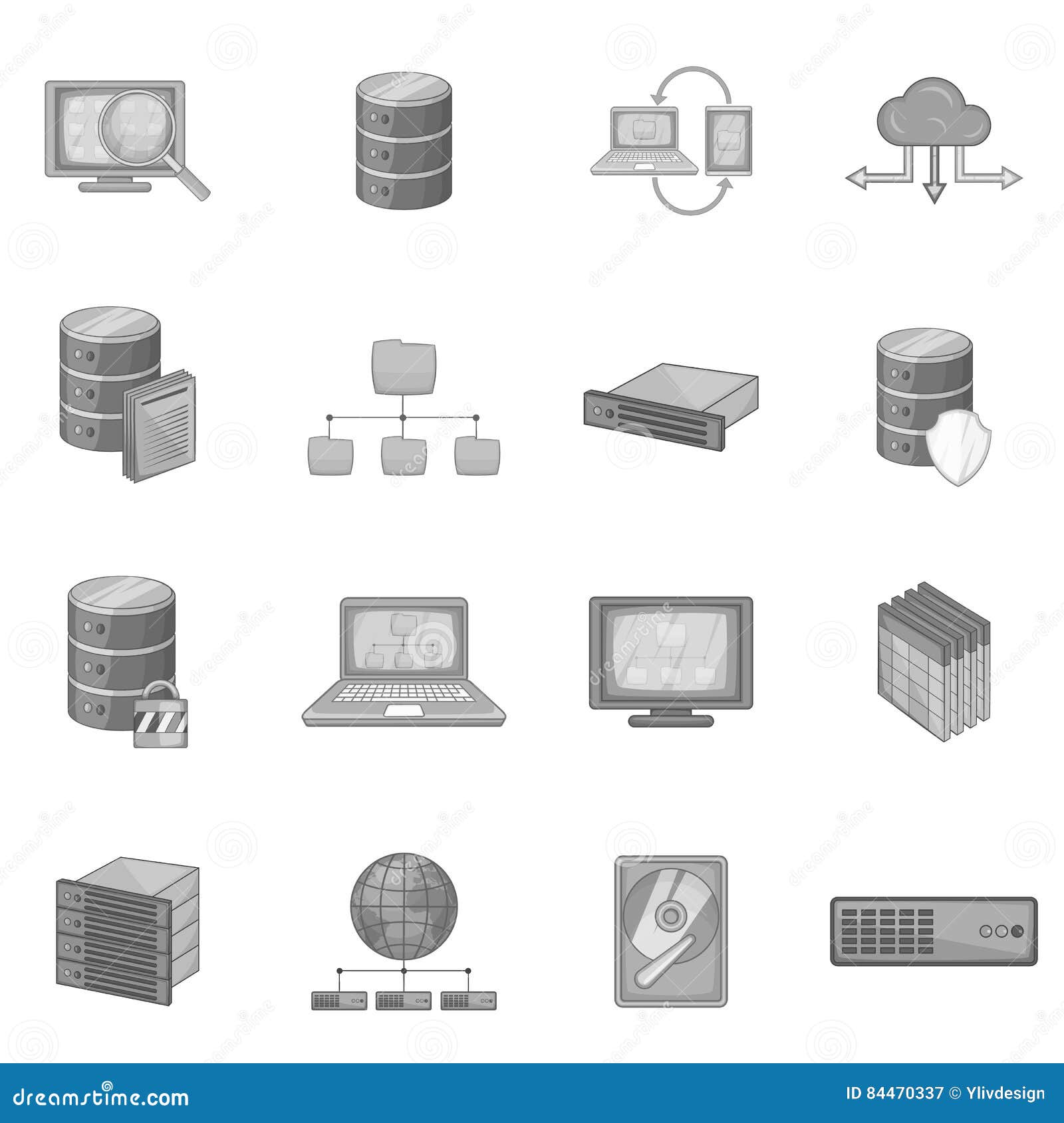 Data Base Icons Set, Monochrome Style Stock Vector - Illustration of ...