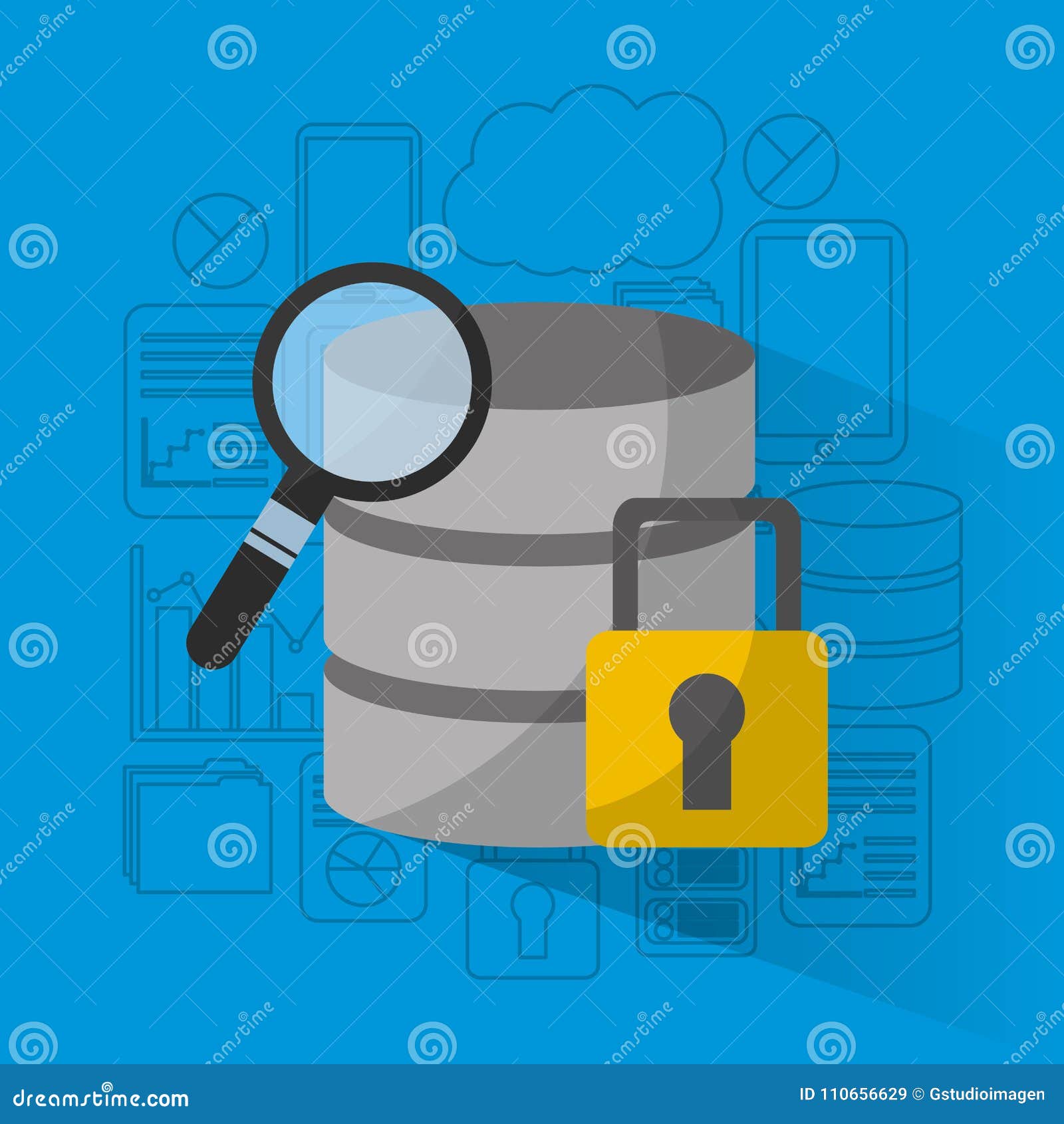 Data Base Storage Security Analysis Search Stock Vector - Illustration ...