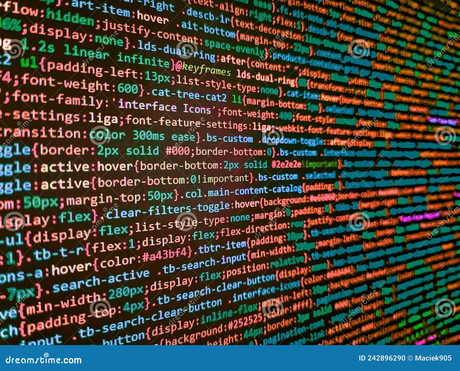 Data Bits Computer Bits, Shadow and Dark Vignette Effect. HTML5 Concept Macro Backdrop in Warm ...