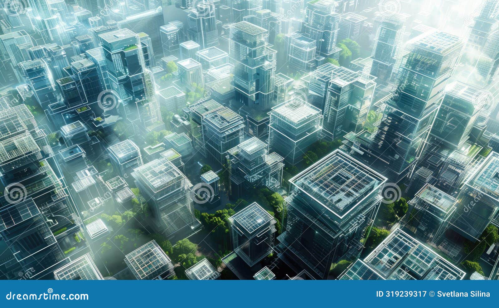 Data Block Buildings in a Futuristic City, Representing the Storage and ...