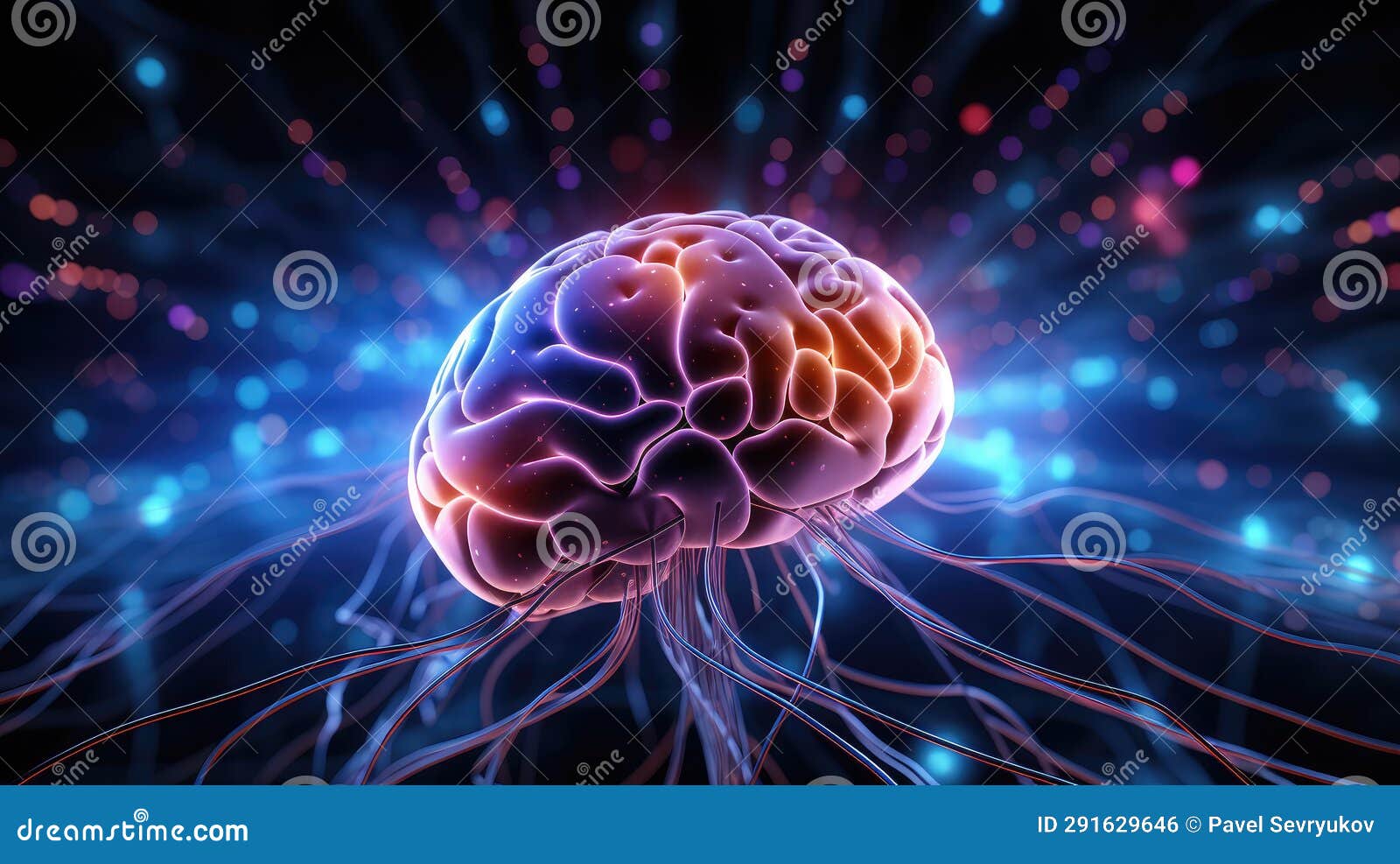 Data brain digital mind stock illustration. Illustration of line ...