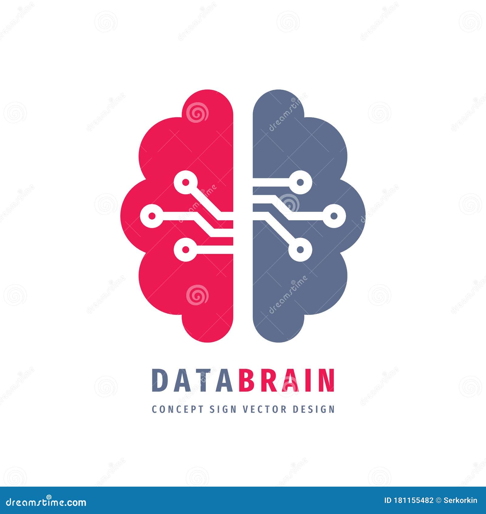 Data Brain - Vector Logo Template Concept Illustration. Digital Mind ...