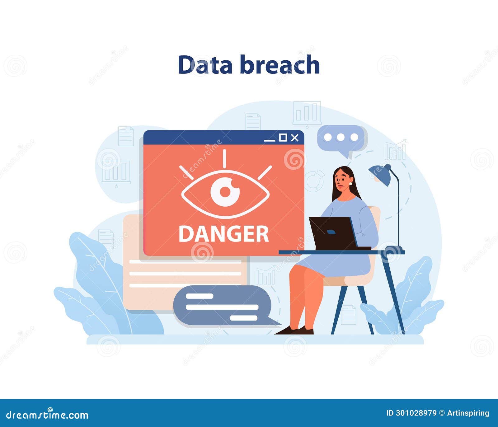 Data Breach Concept. Urgency and Risk Palpable. Flat Vector ...