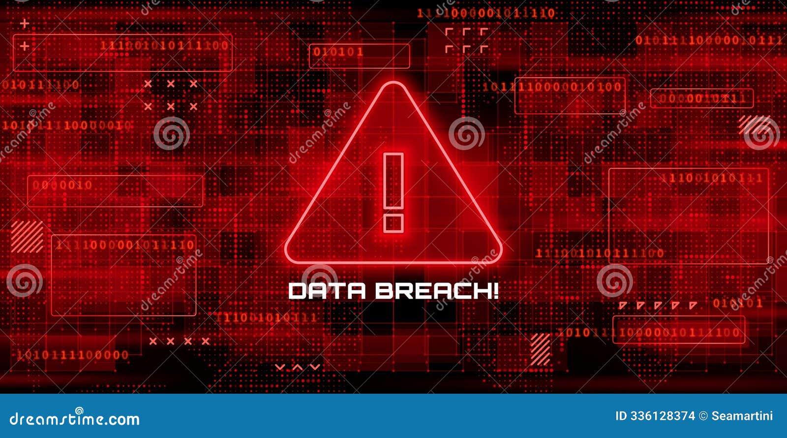Data Breach Screen, Malware Cyber Attack Alert Stock Illustration ...