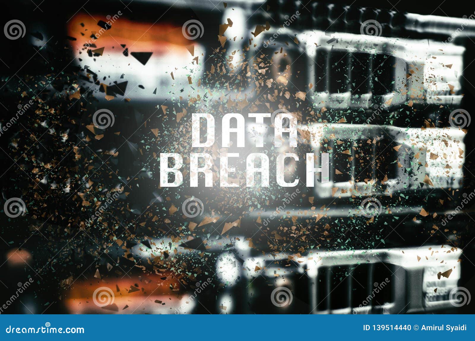 DATA BREACH Word Over Abstract Shattered Effect Background Stock Photo ...