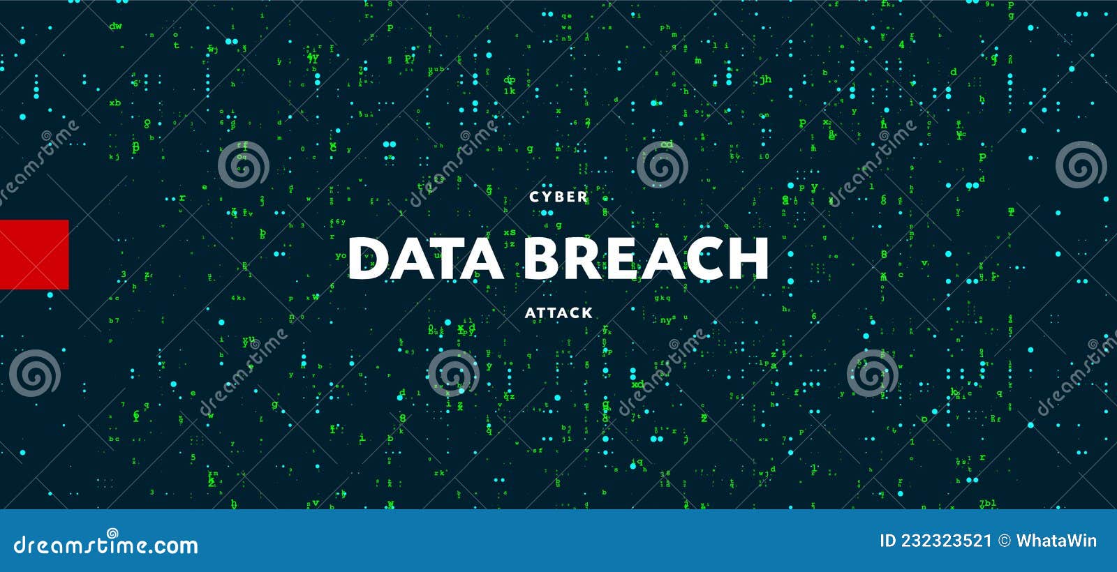 Data Breaches Illustration With Text On Dark Green Background Cartoon ...