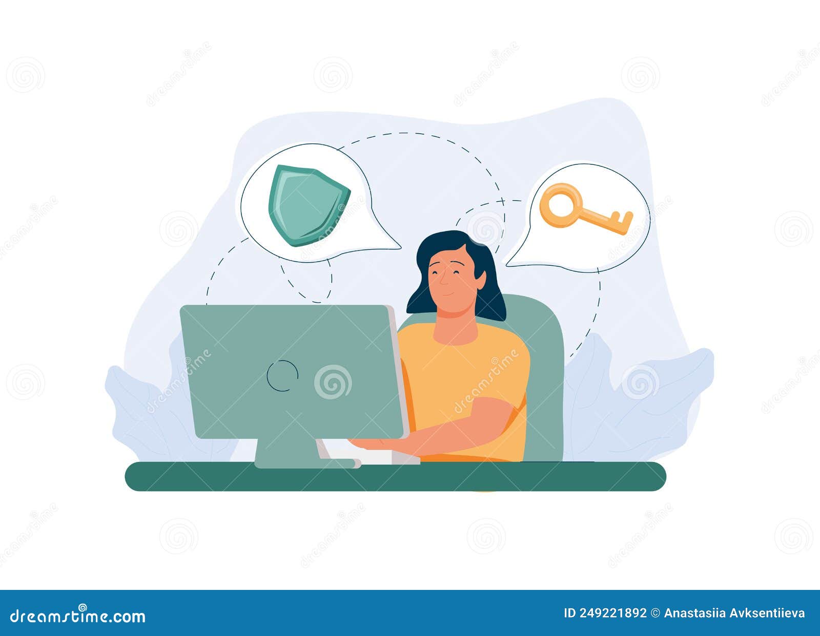 Data Breaches Illustration With Text On Dark Green Background Cartoon ...