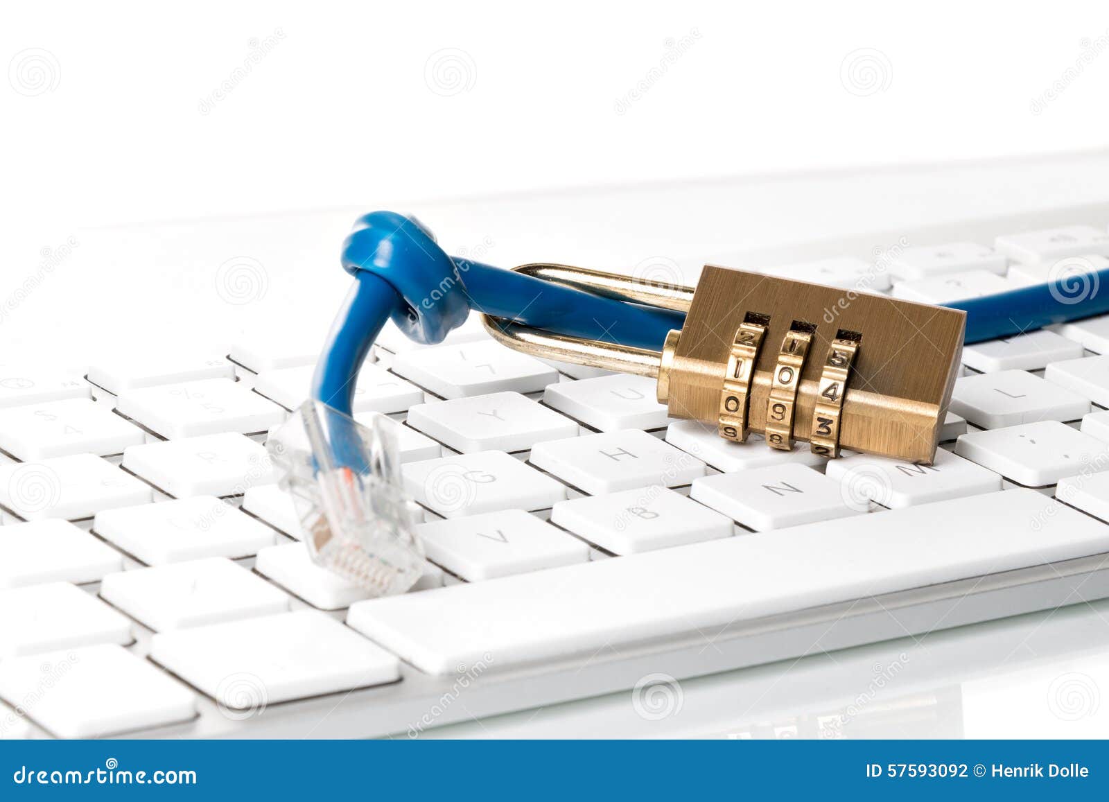 Data Cable, Combination Lock and Computer Keyboard Stock Photo - Image ...