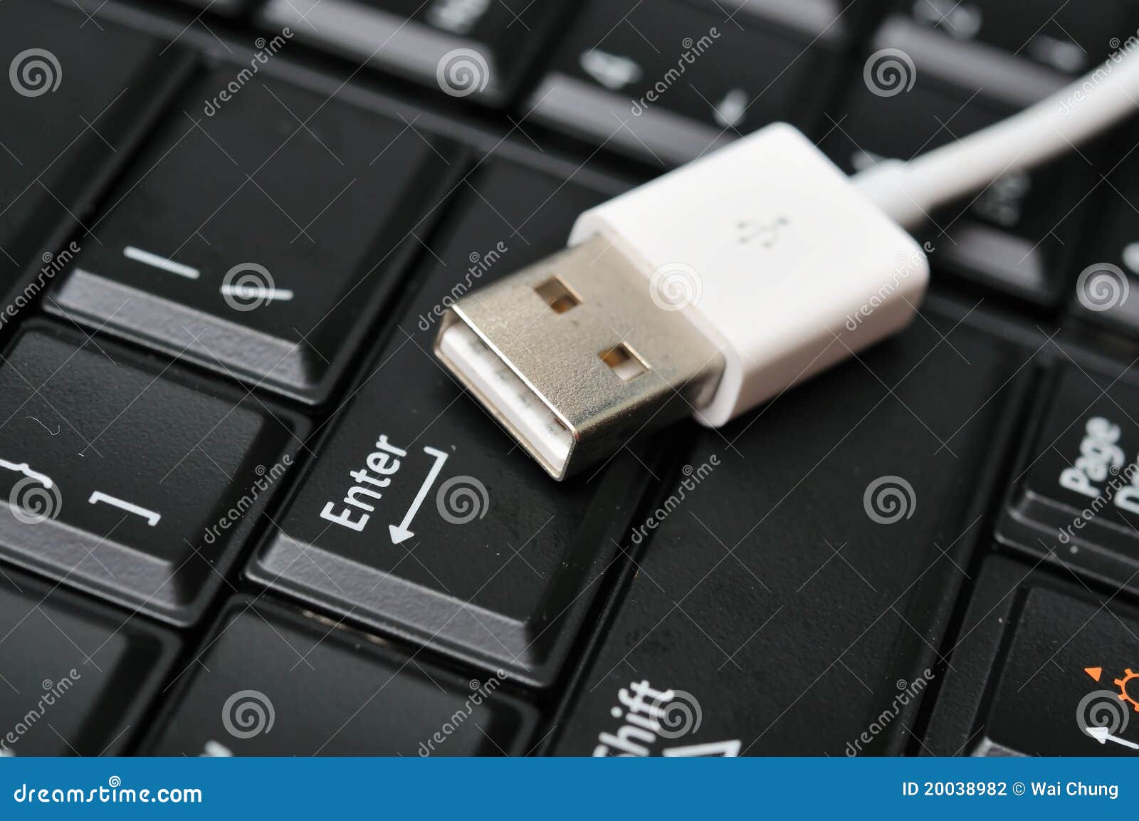 Data cable on Enter key stock photo. Image of information - 20038982