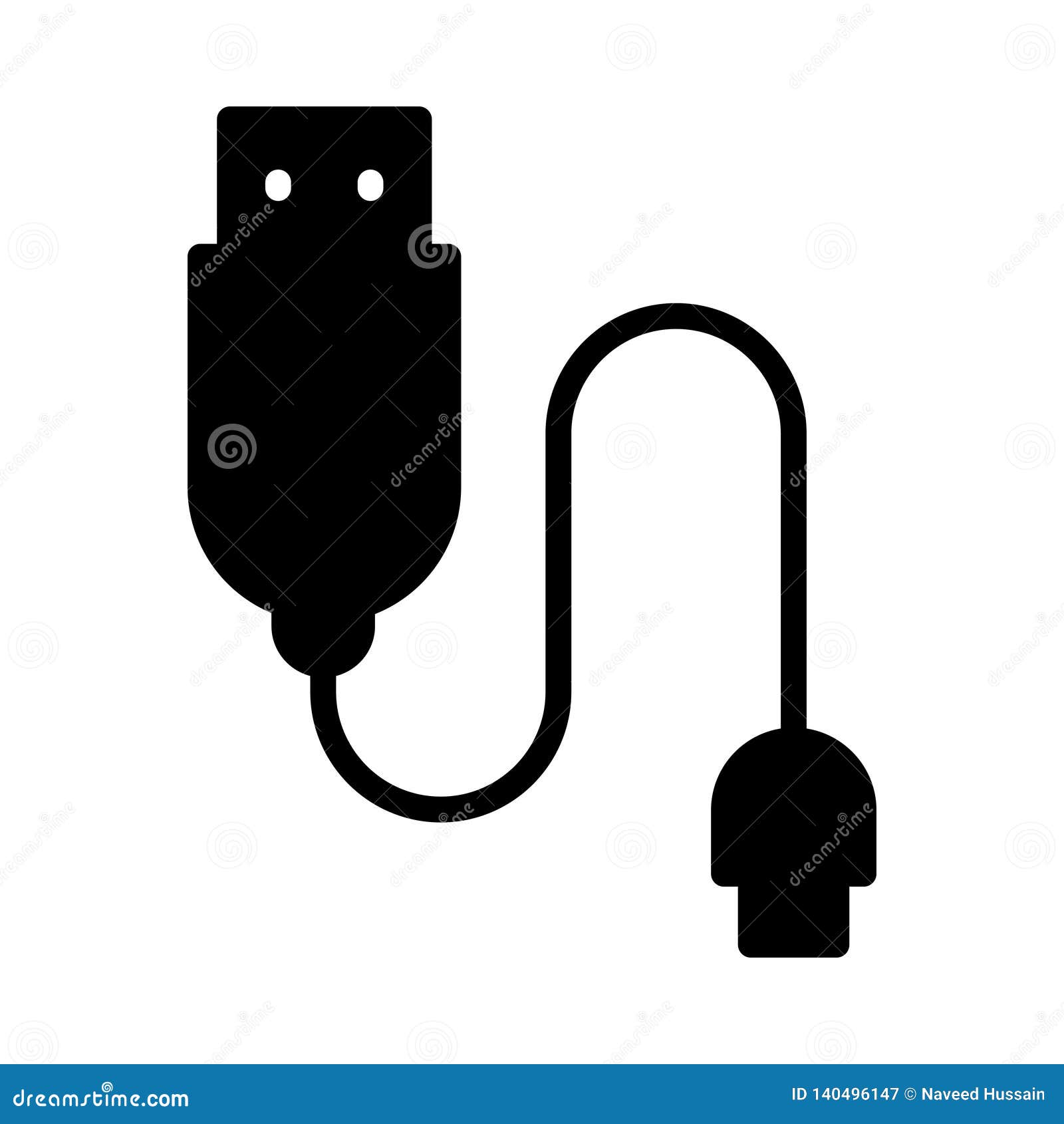 Data Cable Glyph Flat Vector Icon Stock Vector - Illustration of ...