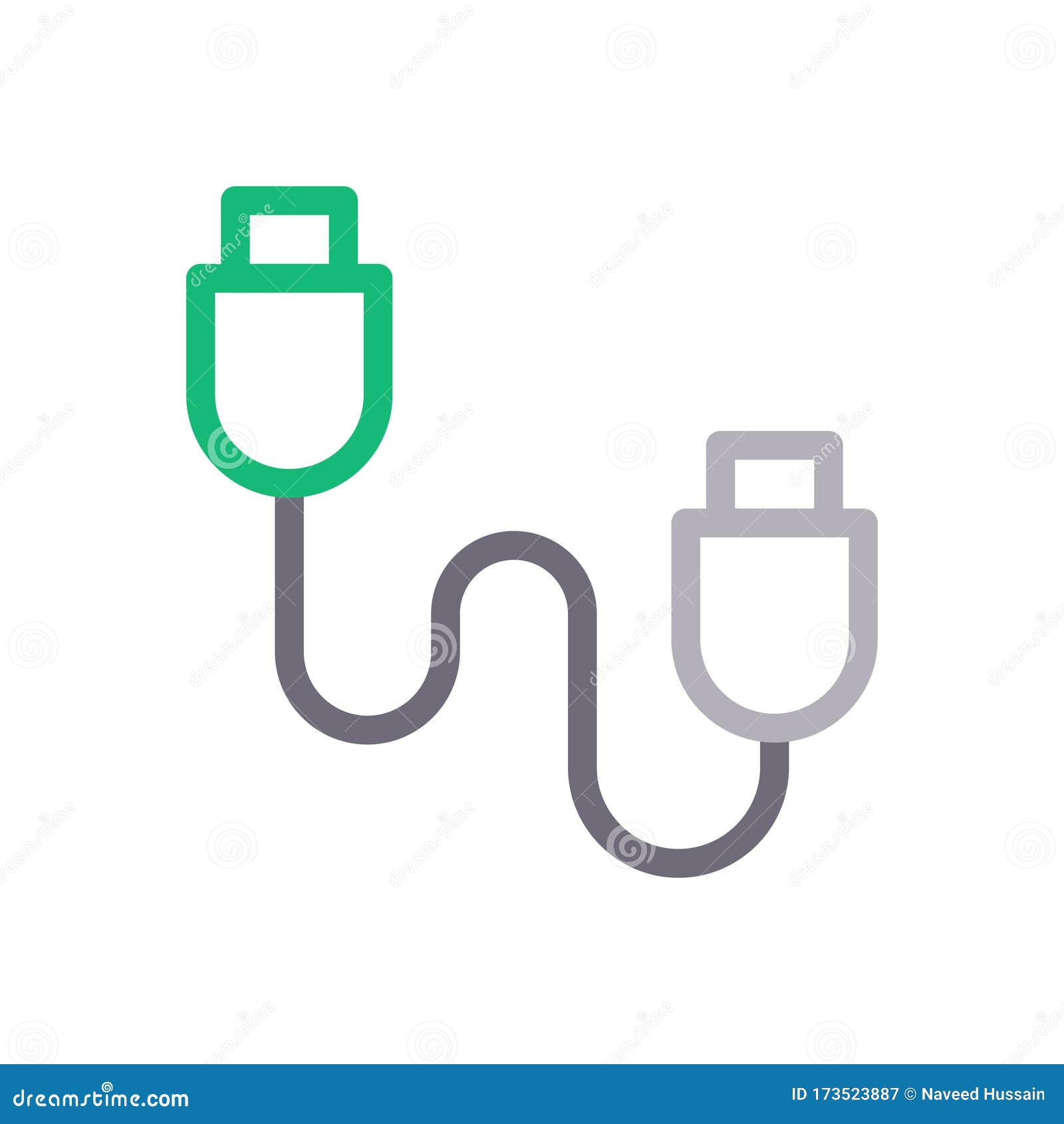 Data Cable Vector Color Line Icon Stock Vector - Illustration of jack ...