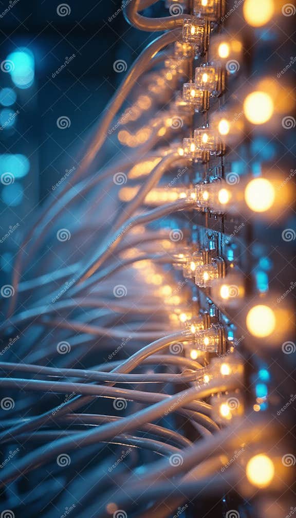 Data Cables with Glowing Lights Stock Photo - Image of glowing ...