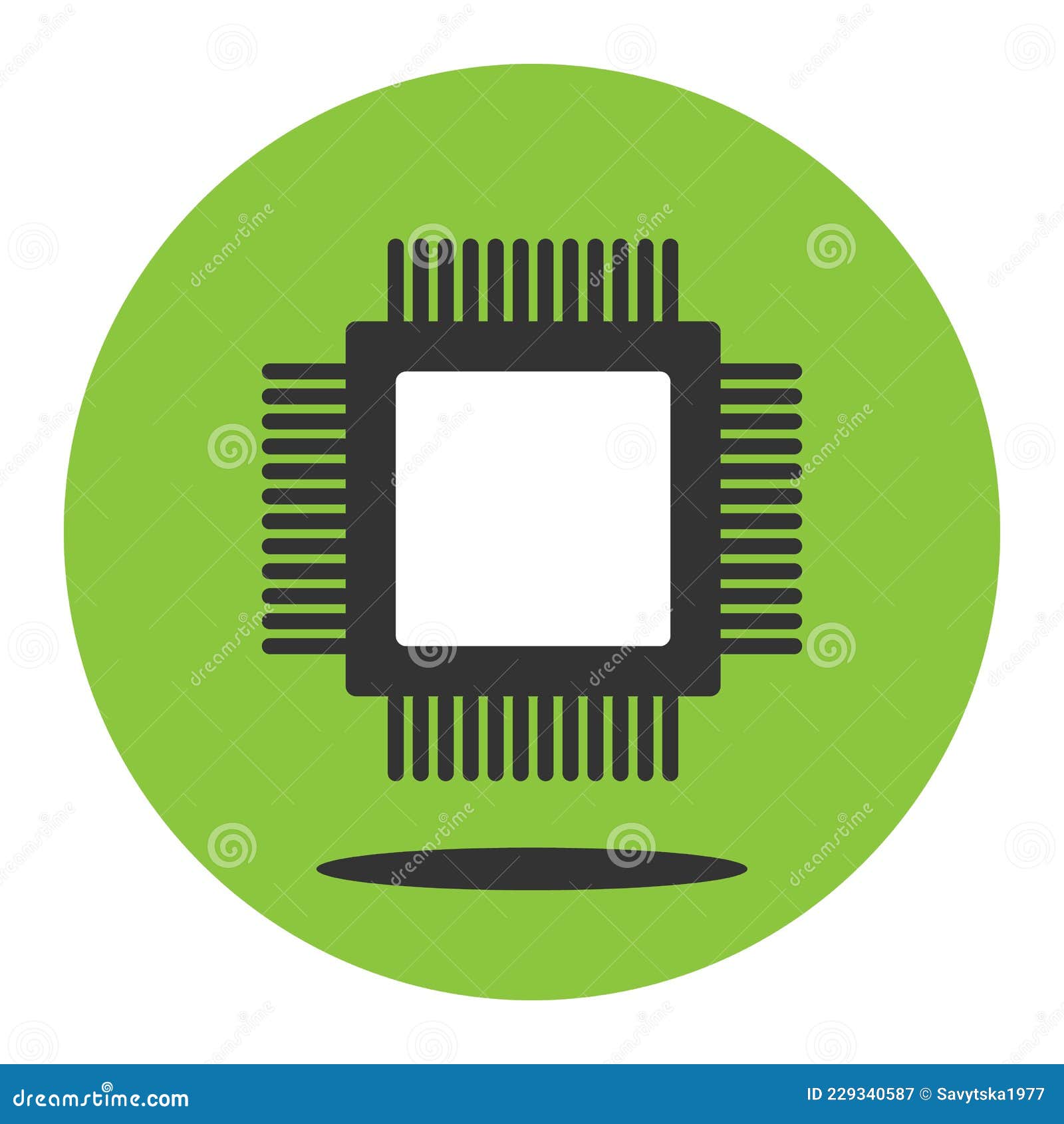 Processor Green Board Isolated On A White Background. Motherboard Chip ...