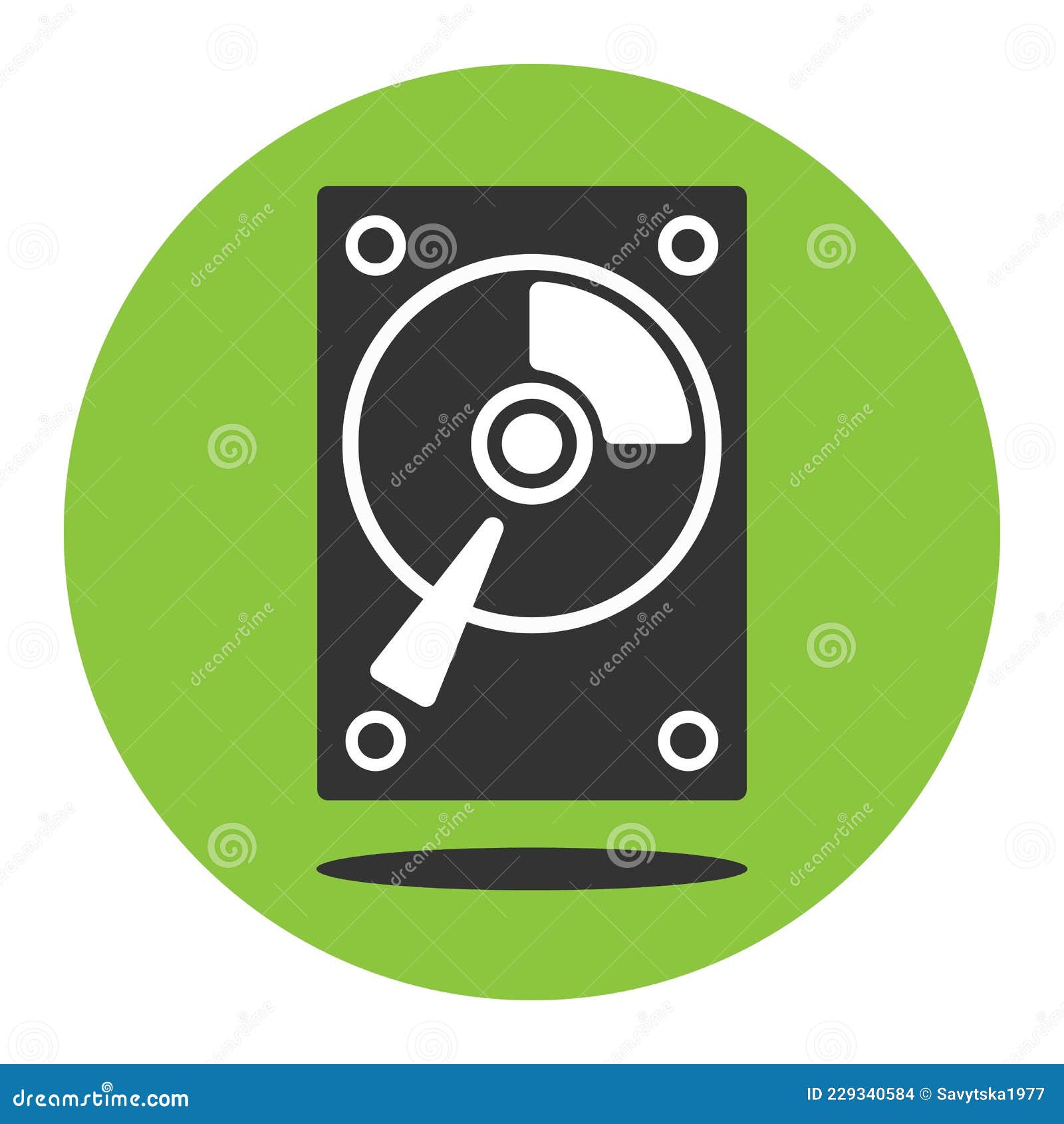 HDD Hard Disk Icon on the Green Background Stock Vector - Illustration ...