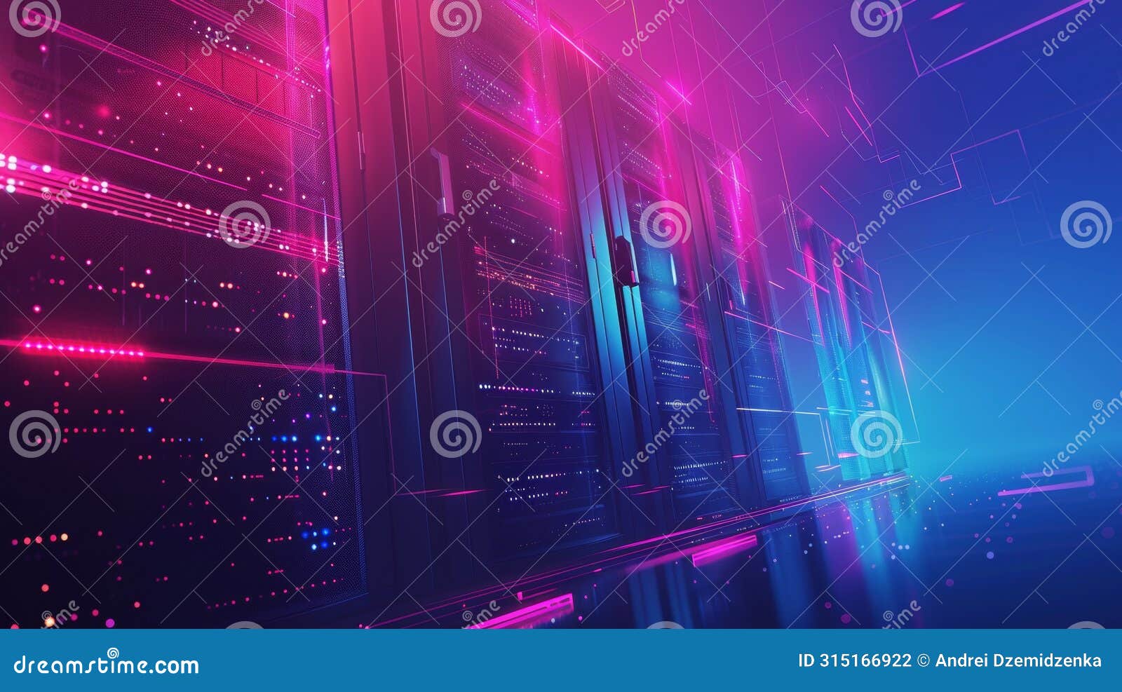 Data Center. Abstract Digital Warehouse. Cloud Computing Server Room ...