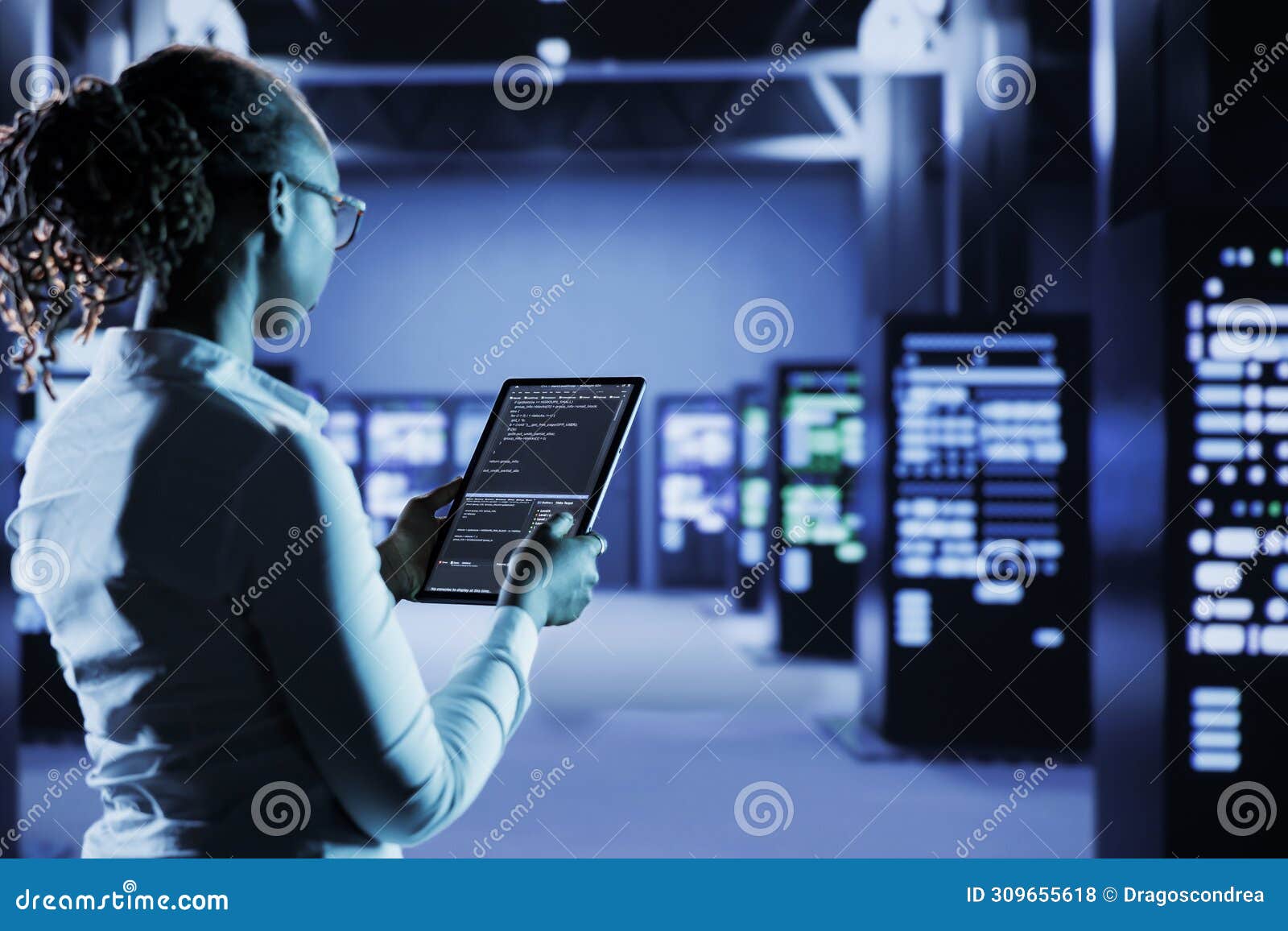 Data Center Admin Codes on Tablet Stock Photo - Image of development ...