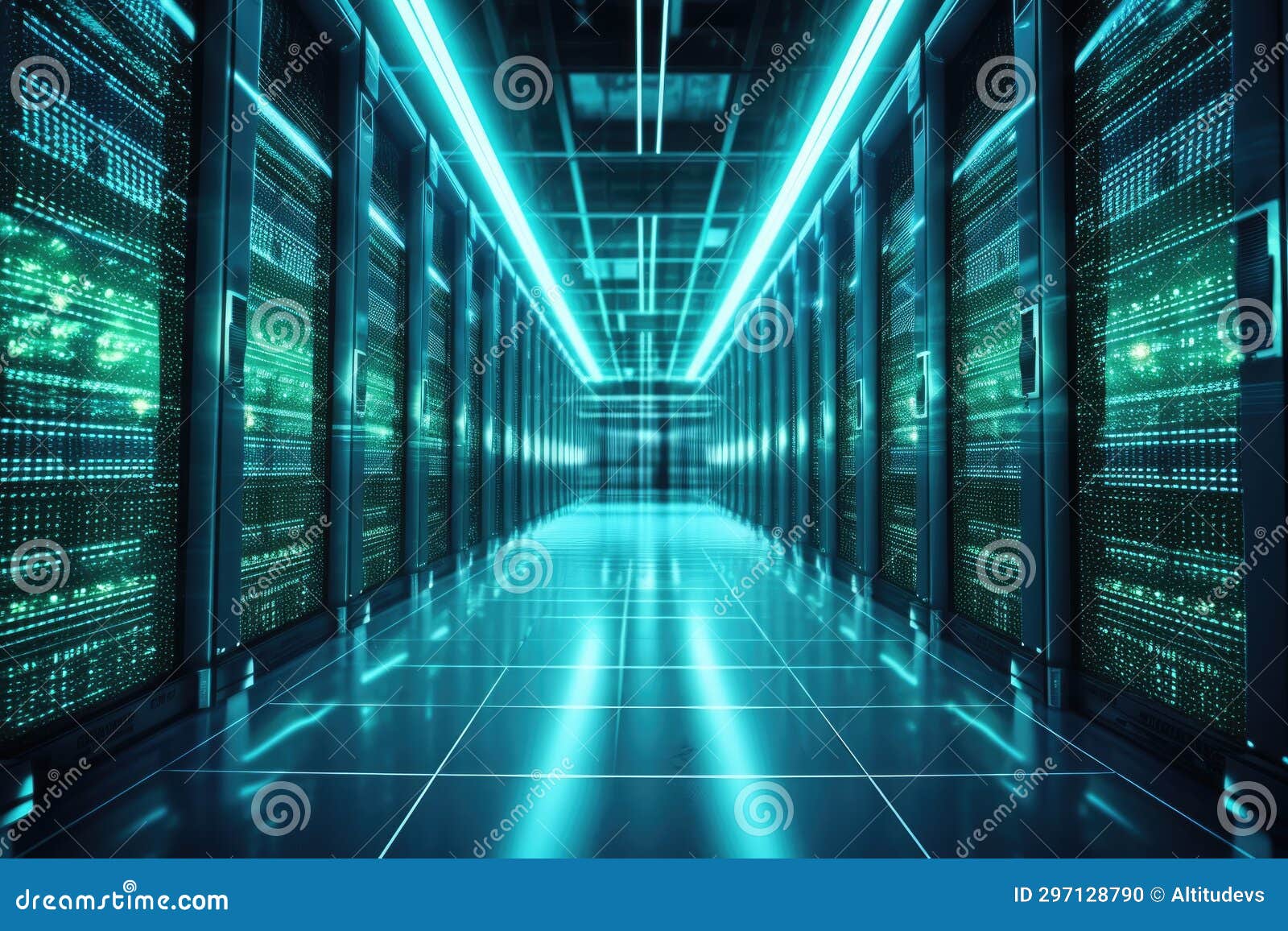 Data Center with Blinking Lights on Servers Stock Photo - Image of ...