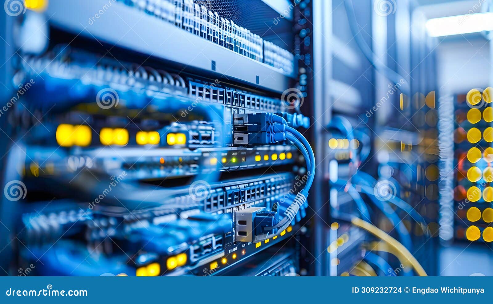 Data Center with Cable Network Stock Illustration - Illustration of ...