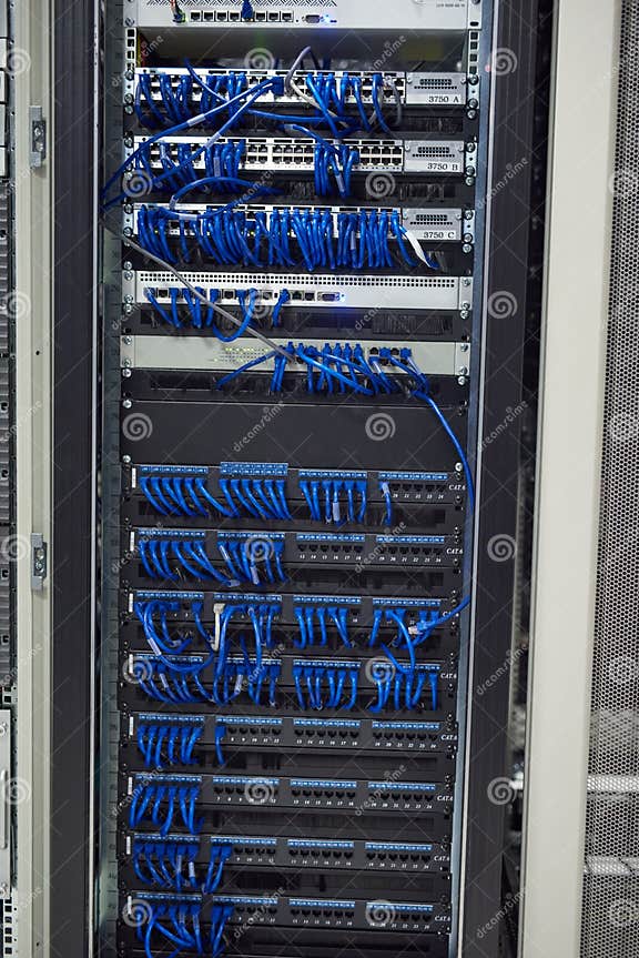 Data Center, Cables and Hardware in Server Room for Information ...
